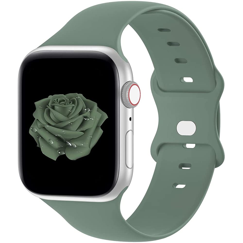 Mangoton Sport Silicone Bands Compatible with Apple Watch Band 42mm 44mm, Women Men Replacement Strap Wristbands for iwatch Series SE 6 5 4 3 2 1(Pine Green,42mm/44mm)