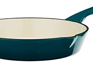 Crock-Pot Artisan Oval Enameled Cast Iron Dutch Oven, 7-Quart, Teal Ombre & Crock Pot Artisan 8 Inch Enameled Cast Iron Round Skillet, Teal Ombre