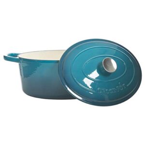 Crock-Pot Artisan Oval Enameled Cast Iron Dutch Oven, 7-Quart, Teal Ombre & Crock Pot Artisan 8 Inch Enameled Cast Iron Round Skillet, Teal Ombre