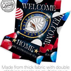 Breeze Decor Welcome Home Navy House Flag Armed Forces USN Seabee United State American Military Veteran Retire Official Decoration Banner Small Garden Yard Gift Double-Sided, Made in USA