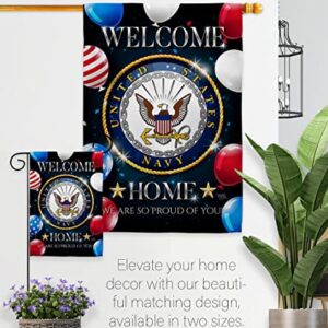 Breeze Decor Welcome Home Navy House Flag Armed Forces USN Seabee United State American Military Veteran Retire Official Decoration Banner Small Garden Yard Gift Double-Sided, Made in USA