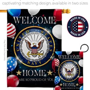 Breeze Decor Welcome Home Navy House Flag Armed Forces USN Seabee United State American Military Veteran Retire Official Decoration Banner Small Garden Yard Gift Double-Sided, Made in USA