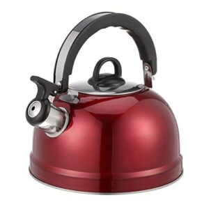 happyyami tea kettle stovetop tea pot whistling stovetop tea kettle stainless steel stovetop tea kettle whistling teapot with cool touch ergonomic handle 3l red stovetop teapot tea kettle