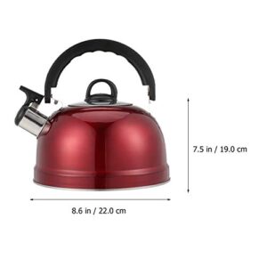 Happyyami Tea Kettle Stovetop Tea Pot Whistling Stovetop Tea Kettle Stainless Steel Stovetop Tea Kettle Whistling Teapot with Cool Touch Ergonomic Handle 3L Red Stovetop Teapot Tea Kettle