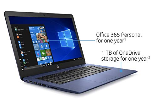 HP 2021 Newest 14 inch HD Laptop Computer, Intel Celeron N4000 up to 2.6 GHz, 4GB DDR4, 64GB eMMC Storage, WiFi, Webcam, HDMI, Bluetooth, 1 Year Microsoft 365,Windows 10 S, Blue + Hubxcel Cables