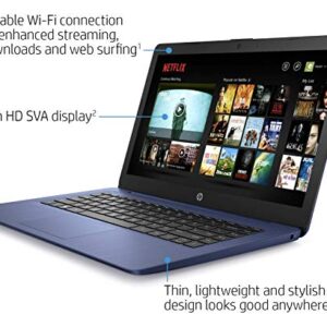 HP 2021 Newest 14 inch HD Laptop Computer, Intel Celeron N4000 up to 2.6 GHz, 4GB DDR4, 64GB eMMC Storage, WiFi, Webcam, HDMI, Bluetooth, 1 Year Microsoft 365,Windows 10 S, Blue + Hubxcel Cables