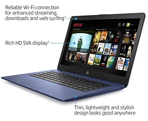 HP 2021 Newest 14 inch HD Laptop Computer, Intel Celeron N4000 up to 2.6 GHz, 4GB DDR4, 64GB eMMC Storage, WiFi, Webcam, HDMI, Bluetooth, 1 Year Microsoft 365,Windows 10 S, Blue + Hubxcel Cables