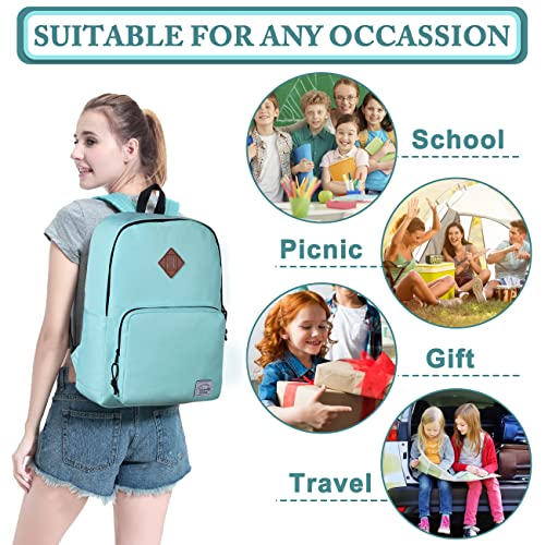 VASCHY School Backpack, Ultra Lightweight Backpack for Women Bookbag for Kids Teen Boys Girls Aqua