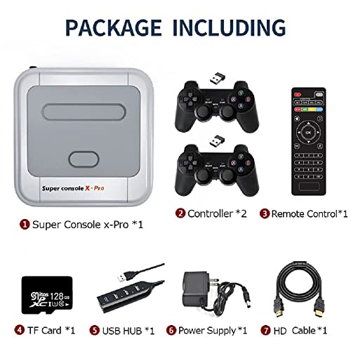 Kinhank Retro Game Console 128GB, Super Console X PRO Built-in 95,000+ Games, Video Game Console Systems for 4K TV HD/AV Output, Dual Systems (128G)