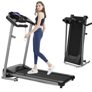 home foldable treadmill with incline, folding treadmill for home workout, electric walking treadmill machine 15 preset or adjustable programs 250 lb capacity mp3 (black 1)