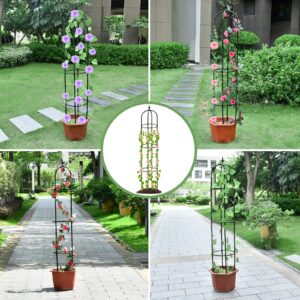 Kogrew Tower Garden Trellis Obelisk Plant Support Plastic Coated for Climbing Vines and Flowers Stands Indoor Potted Plant (61 inch)