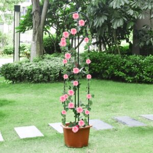 Kogrew Tower Garden Trellis Obelisk Plant Support Plastic Coated for Climbing Vines and Flowers Stands Indoor Potted Plant (61 inch)