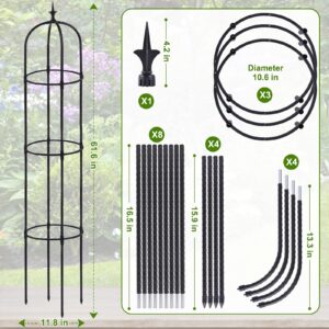 Kogrew Tower Garden Trellis Obelisk Plant Support Plastic Coated for Climbing Vines and Flowers Stands Indoor Potted Plant (61 inch)