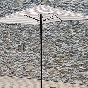 SSZY Patio Umbrella Portable White and Light Brown Striped Pool Patio Umbrella, Rectangle Outside/Beach/Market Table Umbrella, Garden Umbrella Parasol