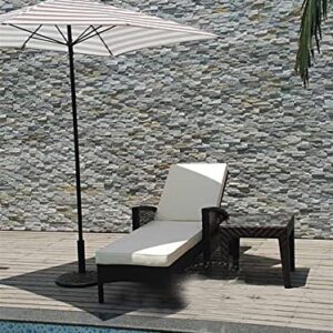 SSZY Patio Umbrella Portable White and Light Brown Striped Pool Patio Umbrella, Rectangle Outside/Beach/Market Table Umbrella, Garden Umbrella Parasol