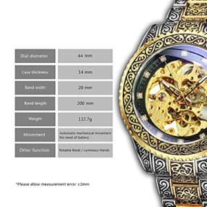 Caluxe Men’s Watch Carving Gold Black Automatic Mechanical Watch for Men Skeleton New Launched Luxury Engraving Golden Wrist Watch