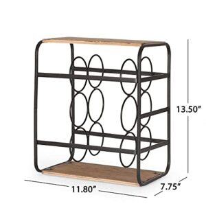 Christopher Knight Home Rauser Wine Rack, Black + Natural