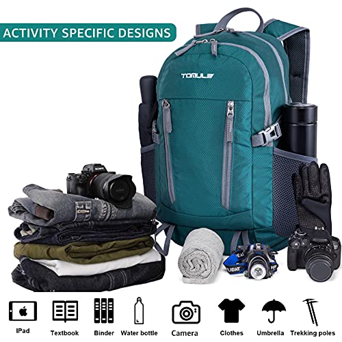 TOMULE 25L Small Hiking Backpack Travel Daypack for 3 Years+, Water Resistant Packable Camping Bike Backpack for Women Men