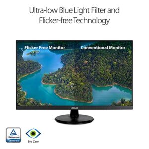 ASUS 27” 1080P Monitor (VA27DQ) - Full HD, IPS, 75Hz, Speakers, Adaptive-sync/FreeSync™, Low Blue Light, Flicker Free, VESA Mountable, Frameless, HDMI, VGA, DisplayPort, Tilt Adjustable, BLACK