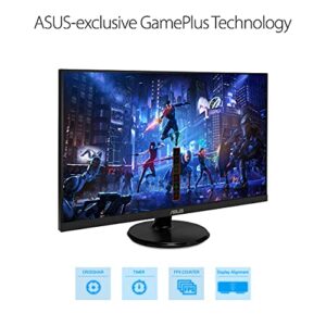 ASUS 27” 1080P Monitor (VA27DQ) - Full HD, IPS, 75Hz, Speakers, Adaptive-sync/FreeSync™, Low Blue Light, Flicker Free, VESA Mountable, Frameless, HDMI, VGA, DisplayPort, Tilt Adjustable, BLACK