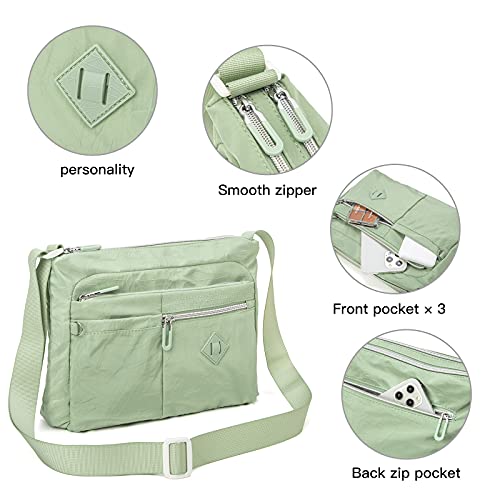 ETidy Crossbody Bag For Women Waterproof Lightweight Casual Shoulder Handbag Purse Bookbag (Green)