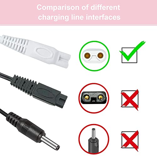 Women Shaver USB Charging Cable Compatible with Finishing Touch Flawless Body Rechargeable Ladies Shaver Women Electric Trimmer 5V Power Cord Ladies Shaver Charger Cord White with Clean Brush 2pcs