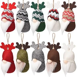 10 pcs christmas tree hanging gnomes ornaments, elk swedish handmade plush gnome santa elf walls, stairs, windows hanging home decor holiday decorations