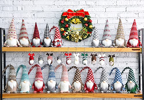 10 Pcs Christmas Tree Hanging Gnomes Ornaments, Elk Swedish Handmade Plush Gnome Santa Elf Walls, Stairs, Windows Hanging Home Decor Holiday Decorations