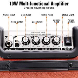 OBB Dual-Powered Bluetooth Guitar Amp, Portable Electric Guitar Amplifier with 10W Speaker, Guitar Amplifier Includes Gain/Bass/Treble knob