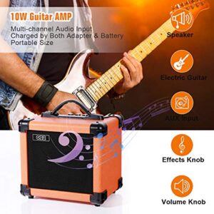 OBB Dual-Powered Bluetooth Guitar Amp, Portable Electric Guitar Amplifier with 10W Speaker, Guitar Amplifier Includes Gain/Bass/Treble knob