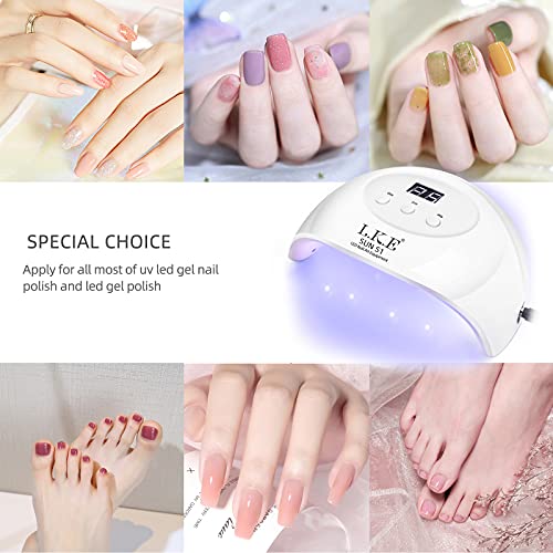 LKE UV LED Nail Lamp, Nail Dryer 72W Gel Polish Curing Lamp for Gel Nail Polish Kit Nail Art Accessories White