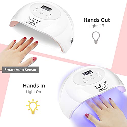 LKE UV LED Nail Lamp, Nail Dryer 72W Gel Polish Curing Lamp for Gel Nail Polish Kit Nail Art Accessories White