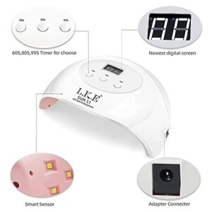 LKE UV LED Nail Lamp, Nail Dryer 72W Gel Polish Curing Lamp for Gel Nail Polish Kit Nail Art Accessories White