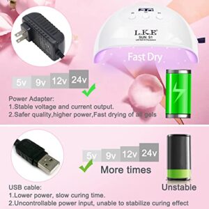 LKE UV LED Nail Lamp, Nail Dryer 72W Gel Polish Curing Lamp for Gel Nail Polish Kit Nail Art Accessories White