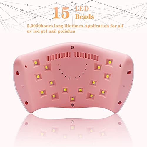 LKE UV LED Nail Lamp, Nail Dryer 72W Gel Polish Curing Lamp for Gel Nail Polish Kit Nail Art Accessories White