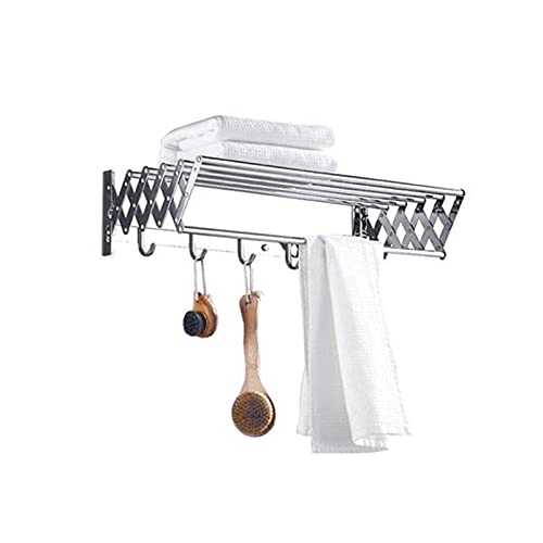 SGTC Wall-Mounted Drying Rack, Stainless Steel Accordion Retractable Drying Rack for Laundry Room/Bathroom Tower, The Solid Bottom Plate Can Bear 22 Pounds Without Deformation. (27.60in)