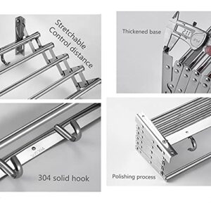 SGTC Wall-Mounted Drying Rack, Stainless Steel Accordion Retractable Drying Rack for Laundry Room/Bathroom Tower, The Solid Bottom Plate Can Bear 22 Pounds Without Deformation. (27.60in)