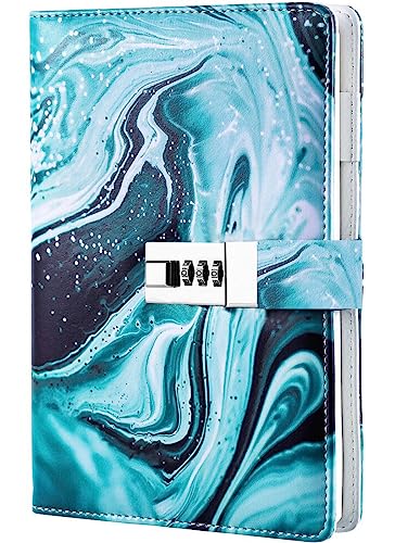 Nitukany Diary with Lock for Women Girls Boys Teens Kids Faux Leather Personal Diary Refillable Lined Paper Password Notebooks A5 (8.5"*5.9")