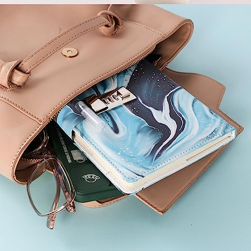 Nitukany Diary with Lock for Women Girls Boys Teens Kids Faux Leather Personal Diary Refillable Lined Paper Password Notebooks A5 (8.5"*5.9")