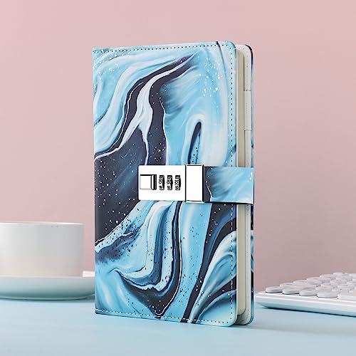 Nitukany Diary with Lock for Women Girls Boys Teens Kids Faux Leather Personal Diary Refillable Lined Paper Password Notebooks A5 (8.5"*5.9")