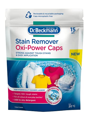 Dr. Beckmann Stain Remover Oxi Power Caps | Eliminate stubborn stains | Convenient, ready-to-use caps | for both machine washing & soaking | 15 caps