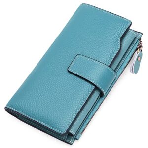 sendefn women leather wallets rfid blocking clutch card holder ladies purse with zipper pocket