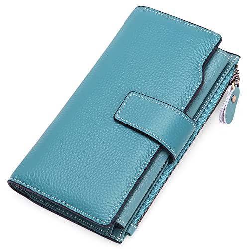 SENDEFN Women Leather Wallets RFID Blocking Clutch Card Holder Ladies Purse with Zipper Pocket