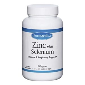 euromedica zinc plus selenium - 60 capsules - immune & respiratory support - non-gmo, vegan - 60 servings