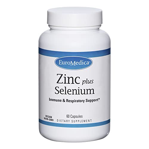 EuroMedica Zinc Plus Selenium - 60 Capsules - Immune & Respiratory Support - Non-GMO, Vegan - 60 Servings