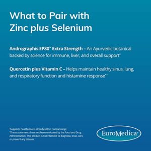 EuroMedica Zinc Plus Selenium - 60 Capsules - Immune & Respiratory Support - Non-GMO, Vegan - 60 Servings