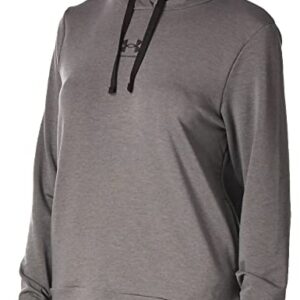 Under Armour Womens Rival Terry Hoodie , Jet Gray (010)/White , Medium