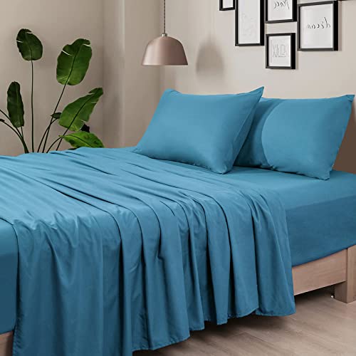 PHF King Sheet Set-Hotel Luxury Bedding Sheets and Pillowcases-4 Pieces Soft Breathable Bed Sheets- Deep Pocket up to 16 Inches Mattress-Wrinkle, Fade, Stain Resistant, Teal