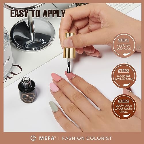 MEFA 23 Pcs Gel Nail Polish Kit, 20 Colors Nude Pink Glitter All Seasons Collection Skin Tone Bubble Bath Gel Polish Nail Kit with Glossy & Matte Top Base Coat Nail Art Manicure DIY Salon Gift for Women