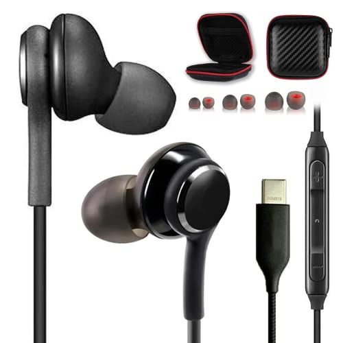 USB Type c Headphone Earbuds for Samsung Galaxy Note 10 Plus 5g Earphones with Microphone s23 s22 s20 s20+ Plus s21 Black Ear Buds Phones fe usbc